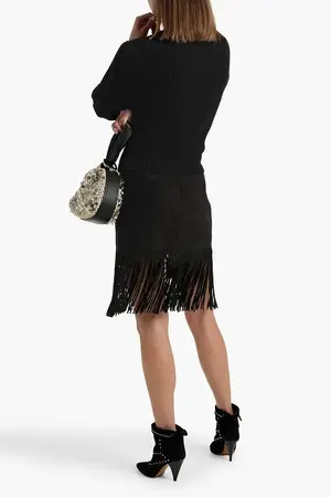 FRAME Suede Fringed Skirt