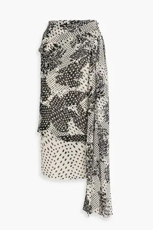 Dries Van Noten Wrapeffect Printed Silkblend Chiffon Midi Skirt