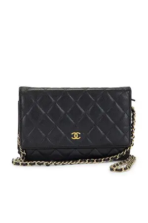 Chanel Caviar Classic Wallet On Chain - Black