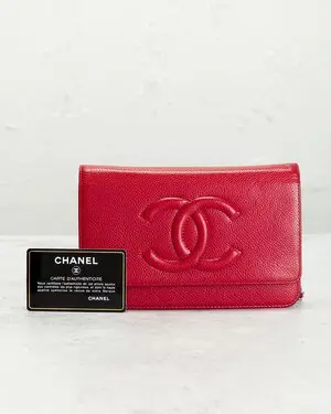 FWRD RENEW Chanel Calfskin Timeless Wallet On Chain - Red