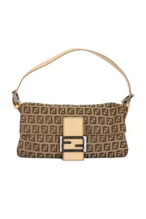 Fendi Zucchino Monogram Canvas Baguette Shoulder Bag - Brown