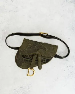FWRD RENEW Dior Embroidered Camouflage Saddle Belt Bag