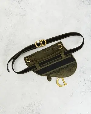 FWRD RENEW Dior Embroidered Camouflage Saddle Belt Bag