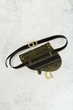 FWRD RENEW Dior Embroidered Camouflage Saddle Belt Bag
