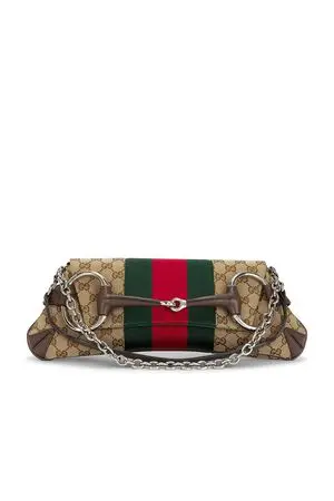 Gucci Horsebit Clutch In Metallic ,green - Brown