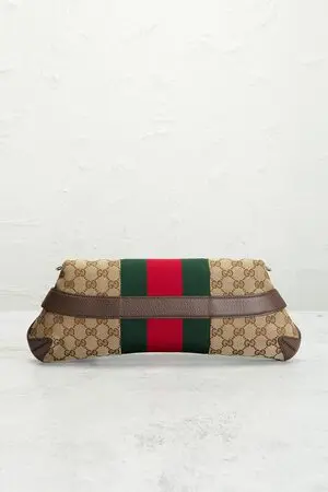 Gucci Horsebit Clutch In Metallic ,green - Brown