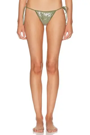 TROPIC OF C Sequin Praia Bikini Bottom In Green