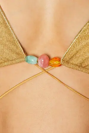 Oseree Lumiere Beads Micro Bikini Set - Gold