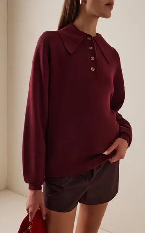 ALEMAIS Claudia Knit Polo Sweater