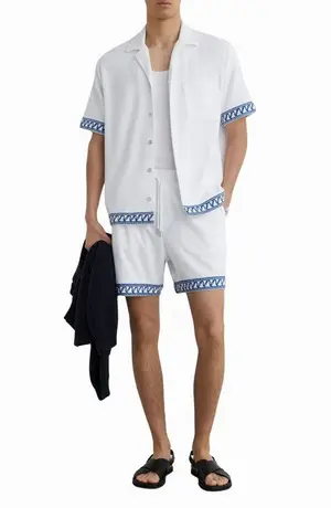 REISS Bleeker Geometric Embroidered Top