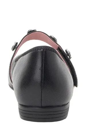 ALEGRIA Audree Mary Jane Flat With Floral Hardware - Black