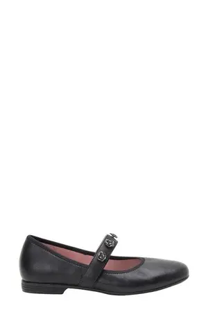 ALEGRIA Audree Mary Jane Flat With Floral Hardware - Black