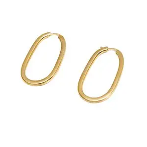 LES REINES Elliptic Hoop Earrings 24k Plated