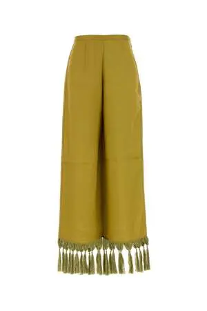 TALLER MARMO Acid Linen Marlino Wide-leg Pant - Green