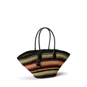Ralph Lauren Bellport Striped Raffia Basket Tote