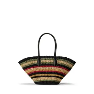 Ralph Lauren Bellport Striped Raffia Basket Tote