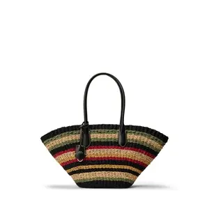 Ralph Lauren Bellport Striped Raffia Basket Tote