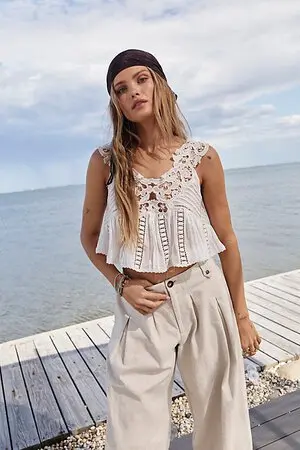 Free People Kelsey Cutwork Top