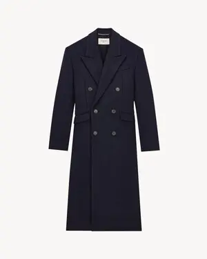 Saint Laurent Long Coat In Double-face Wool Felt