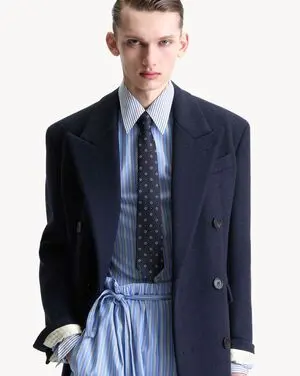 Saint Laurent Long Coat In Double-face Wool Felt