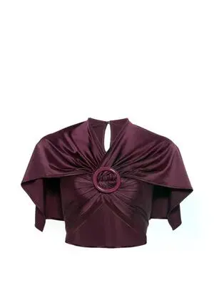 Rabanne V-neck Cropped Ring Detail Top