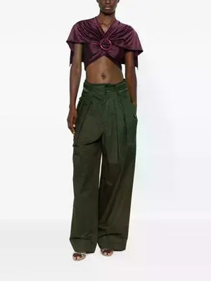 Rabanne V-neck Cropped Ring Detail Top