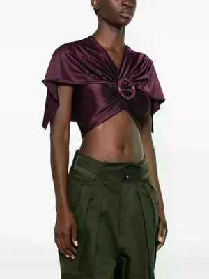 Rabanne V-neck Cropped Ring Detail Top