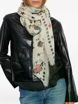 Zadig&Voltaire Kerry Tattoo-print Scarf - Neutrals