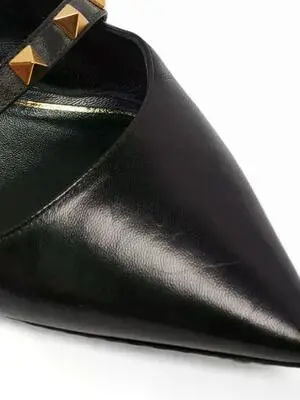 Valentino Garavani Leather Studded Pointed Toe Slingback Pumps