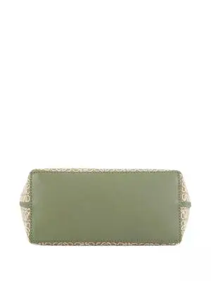 Loewe Anagram Jacquard And Calfskin Square Tote Bag - Green