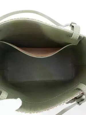 Loewe Anagram Jacquard And Calfskin Square Tote Bag - Green