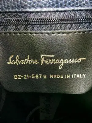 FERRAGAMO Lizard Embossed Leather Vara Bow Drawstring Backpack