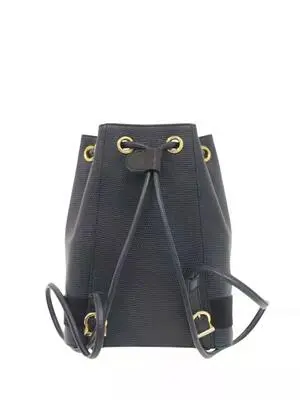 FERRAGAMO Lizard Embossed Leather Vara Bow Drawstring Backpack