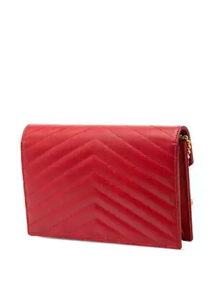 Saint Laurent 2017 Grain De Poudre Chevron Monogram Envelope Wallet On Chain Crossbody Bag
