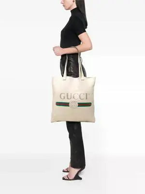Gucci Calfskin Logo Tote Bag
