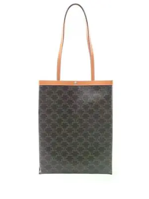 Celine Medium Triomphe Coated Canvas Flat Shopper Tote Bag - Brown
