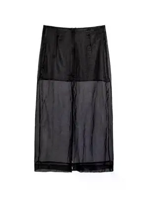 THE FRANKIE SHOP Peri Midi Sheer Panelled Skirt - Black