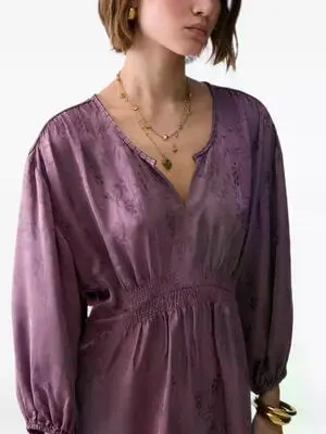 Liu Jo Jacquard Satin Mini Dress With Voluminous Sleeves