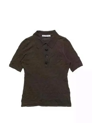 Acne Studios Silk Blend Crinkled Effect Polo Knit