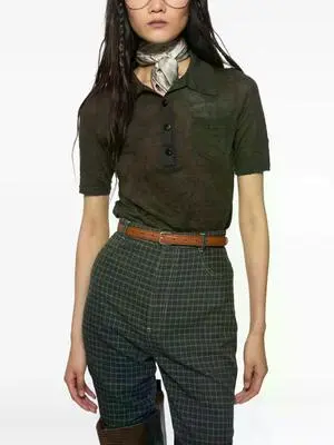 Acne Studios Silk Blend Crinkled Effect Polo Knit