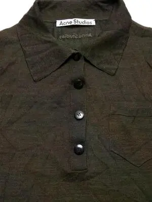 Acne Studios Silk Blend Crinkled Effect Polo Knit