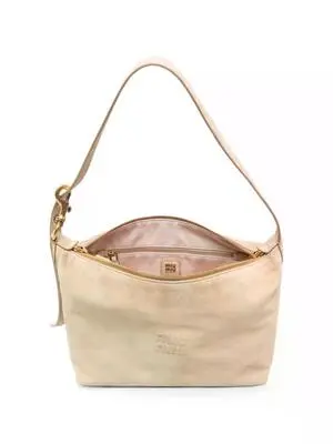 Miu Miu Suede Shoulder Bag With Embossed Logo