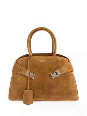 FERRAGAMO Calf Suede Tote Bag - Brown