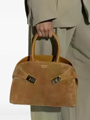 FERRAGAMO Calf Suede Tote Bag - Brown