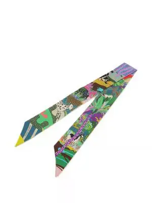 Hermès Twilly Dog-print Scarf Green