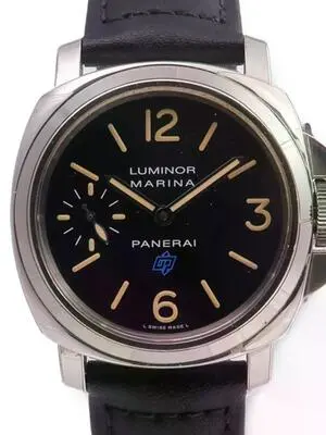 Panerai Luminor Marina 44mm Watch With Dial And Leather Strap - Black