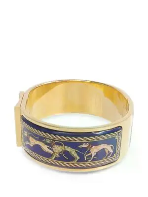 Hermès Enamel Dog Motif Hinged Bracelet