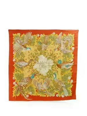 FERRAGAMO Bird-print Scarf - Orange