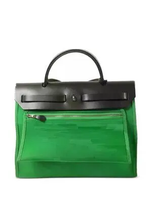 Hermès Pm Herbag Canvas Tote Bag - Green