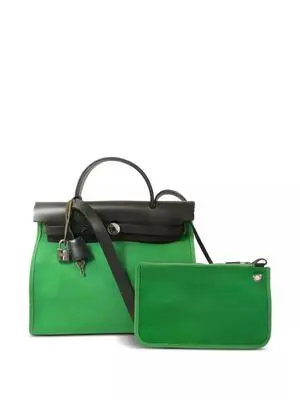 Hermès Pm Herbag Canvas Tote Bag - Green